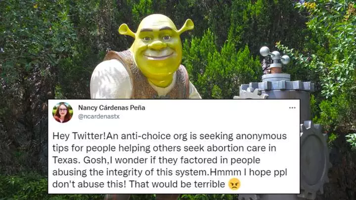 TikTokkers po trondisin uebsajtin e informatorëve kundër abortit në Teksas me Porno Shrek