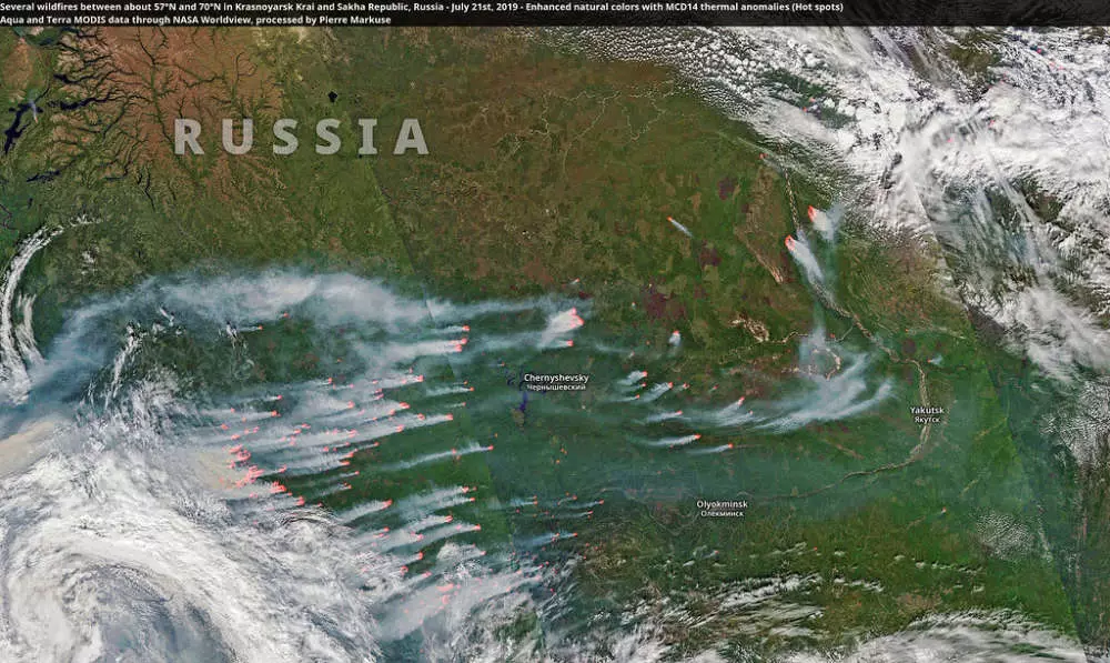 Dës Satellitebiller weisen wéi eescht dem Artic säi Wildfire Problem ass 1823_3