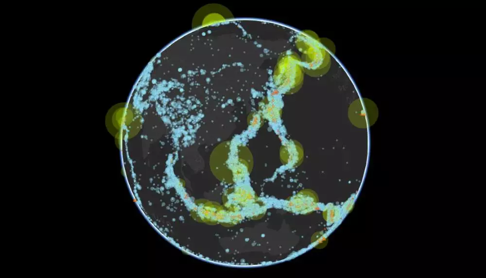 Deze nette animatie laat zien hoe 50 jaar vulkaanuitbarstingen en aardbevingen eruit zien 2610_1