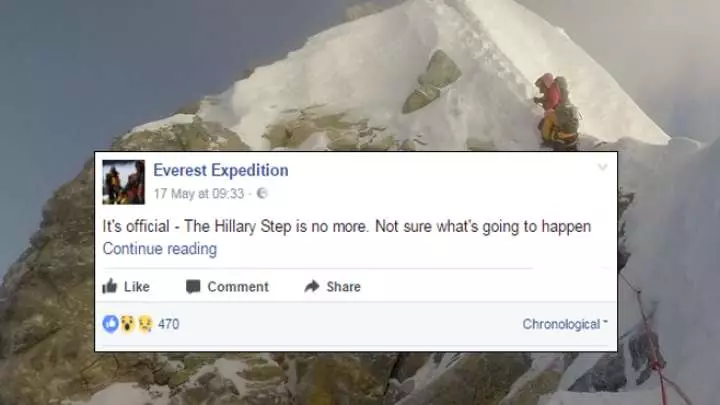 De Hillary Step op de Mount Everest is vernietigd