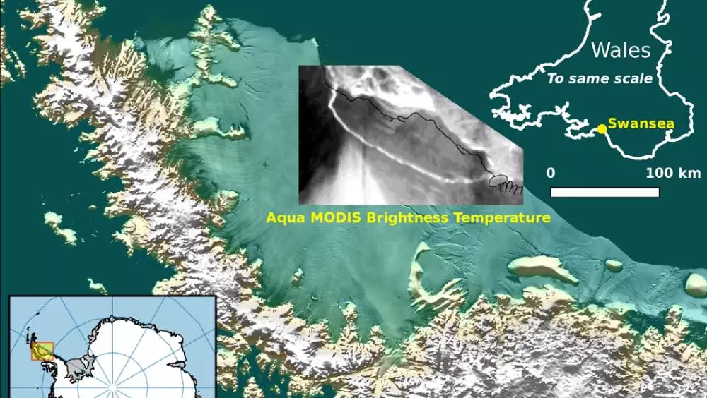 Trillion tonna agramly buz bölegi Antarktidadan uzakda döwüldi 5939_1