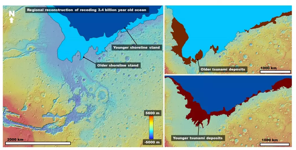 Bewiis foar âlde mega-tsunamis ûntdutsen op Mars 6057_2