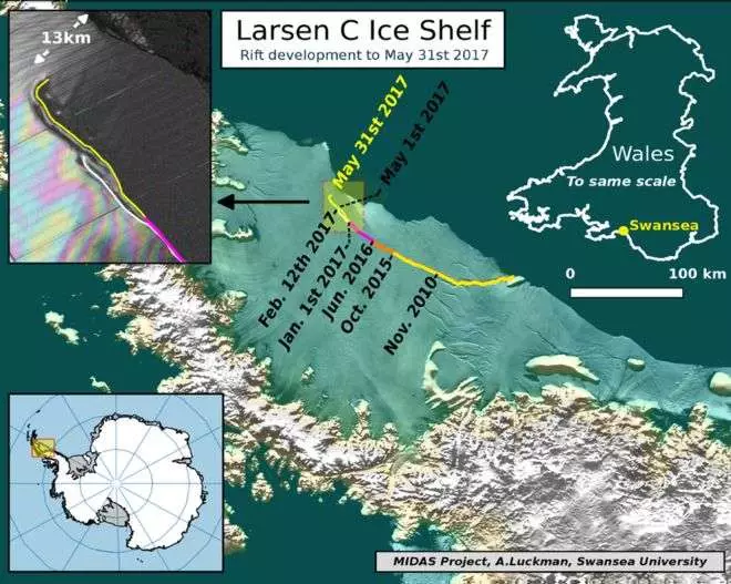 סדק הקרח הענקי של אנטארקטיקה מתקרב במהירות לזמן הקראנץ' 6941_1