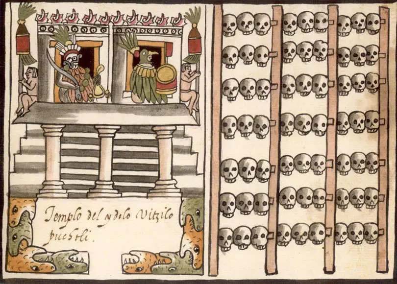 Tower Of Human Skulls Ri Ni Chapel Of Aztec Ọlọrun Ogun 7534_1