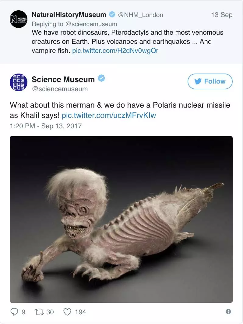 과학 박물관과 자연사 박물관은 트위터에서 재미있는 싸움을 했습니다. 8164_1