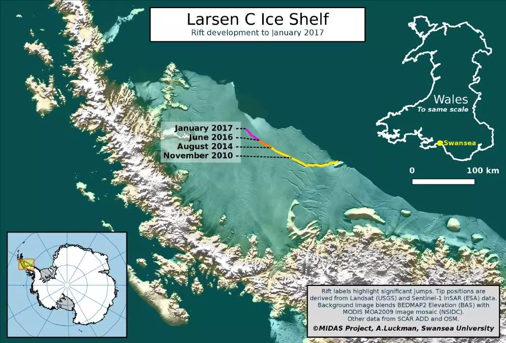 Uno de los icebergs más grandes del mundo está a punto de desprenderse de la Antártida 841_1