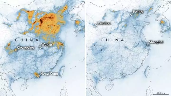 ՆԱՍԱ-ի լուսանկարներից առաջ և հետո ցույց են տալիս Չինաստանում կորոնավիրուսի ցնցող հետևանքները