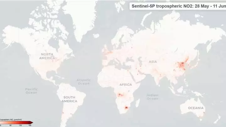 Zemljevidi globalnega onesnaženja prikazujejo razlike v kakovosti zraka med zaprtjem zaradi COVID-19